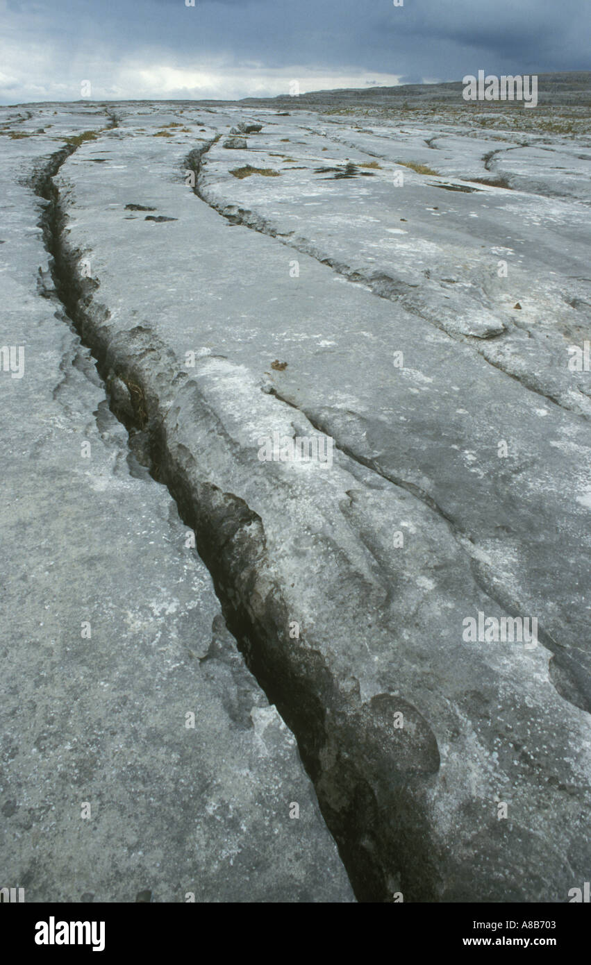 Long cracks in the rock of The Burren Ireland Stock Photo - Alamy