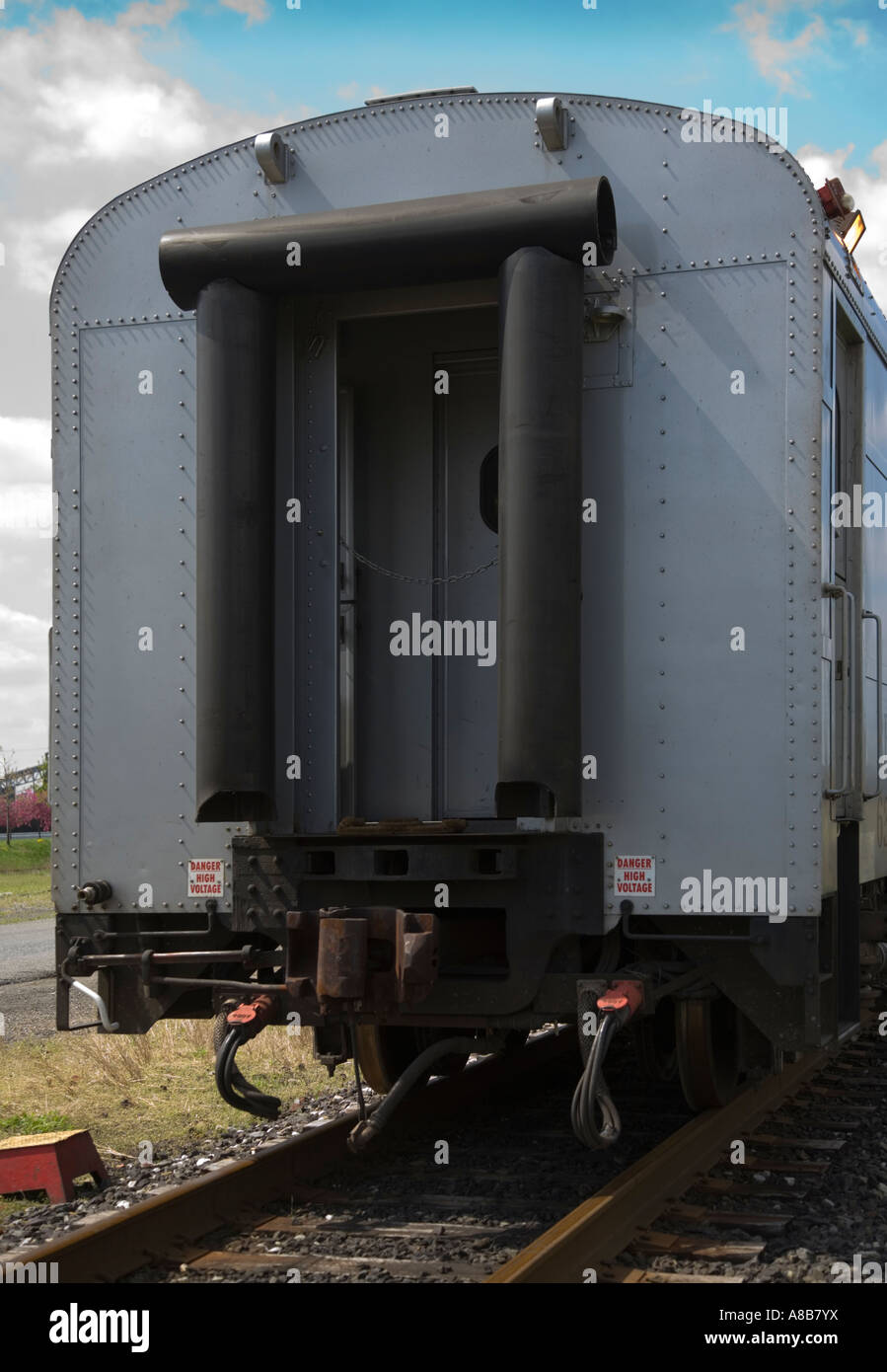 The rear of a railroad passenger car Stock Photo - Alamy