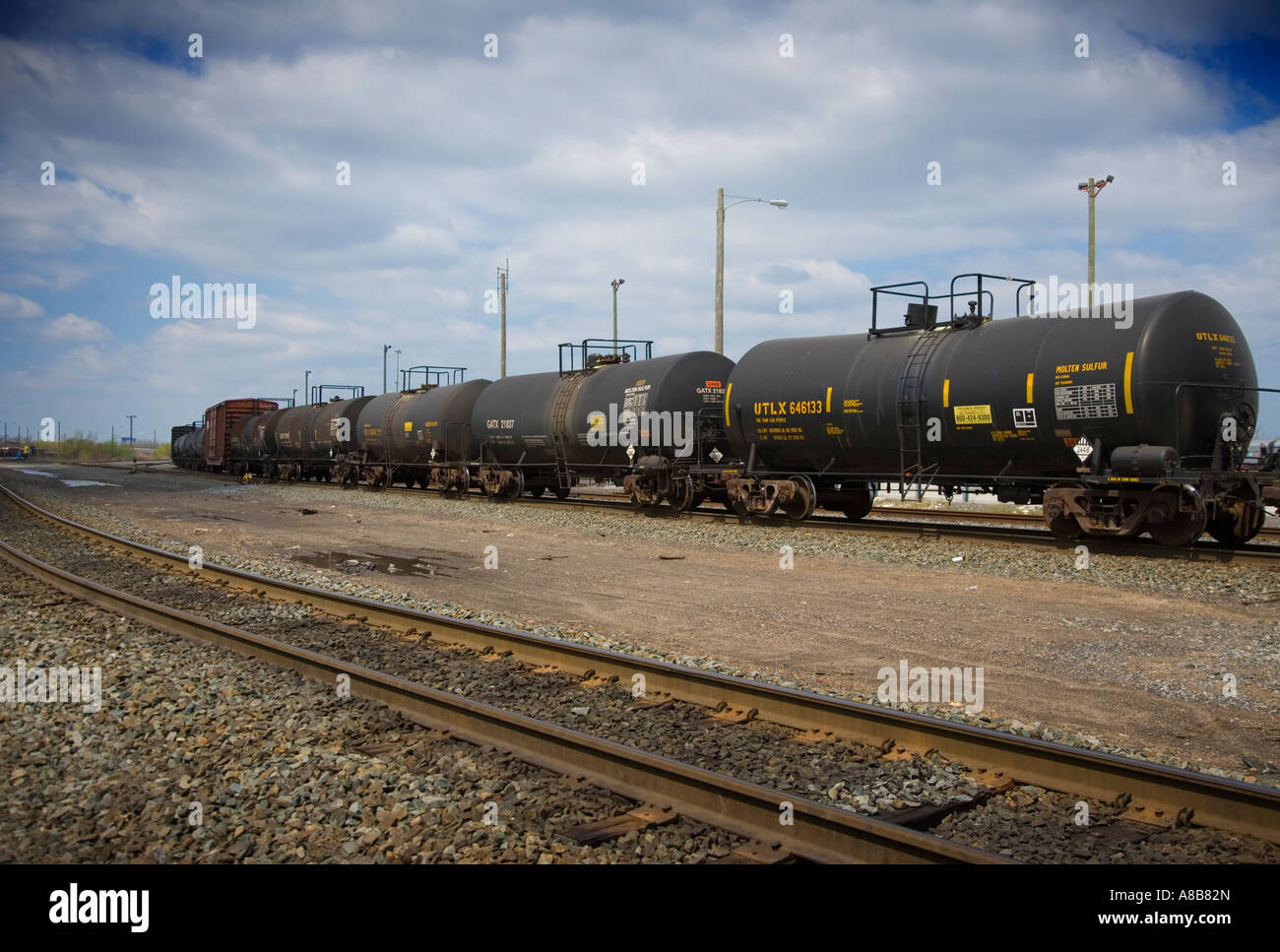 Tanker cars on a railroad track Stock Photo - Alamy