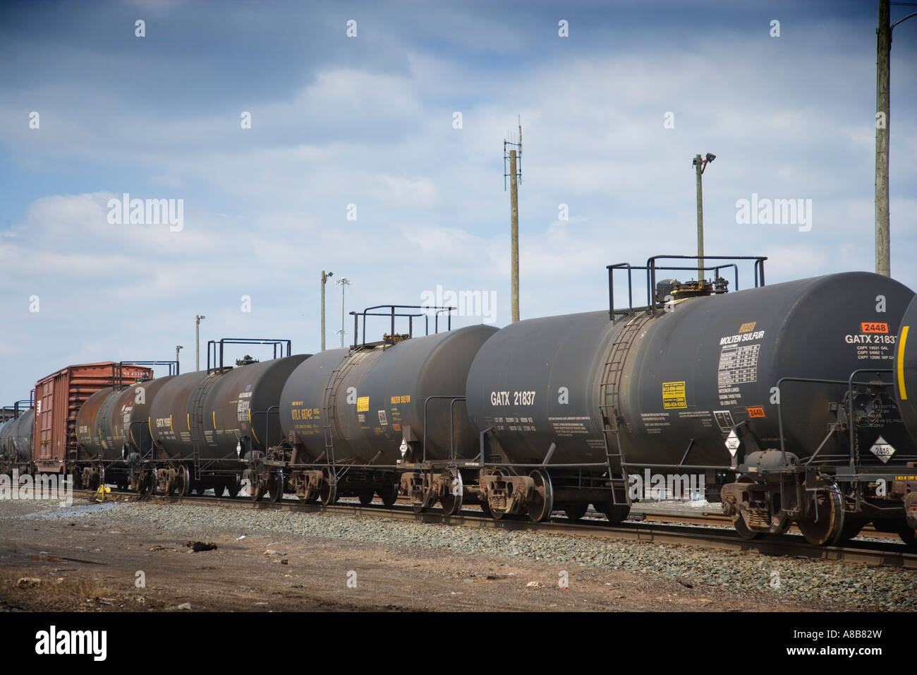 Tanker cars on a railroad track Stock Photo - Alamy