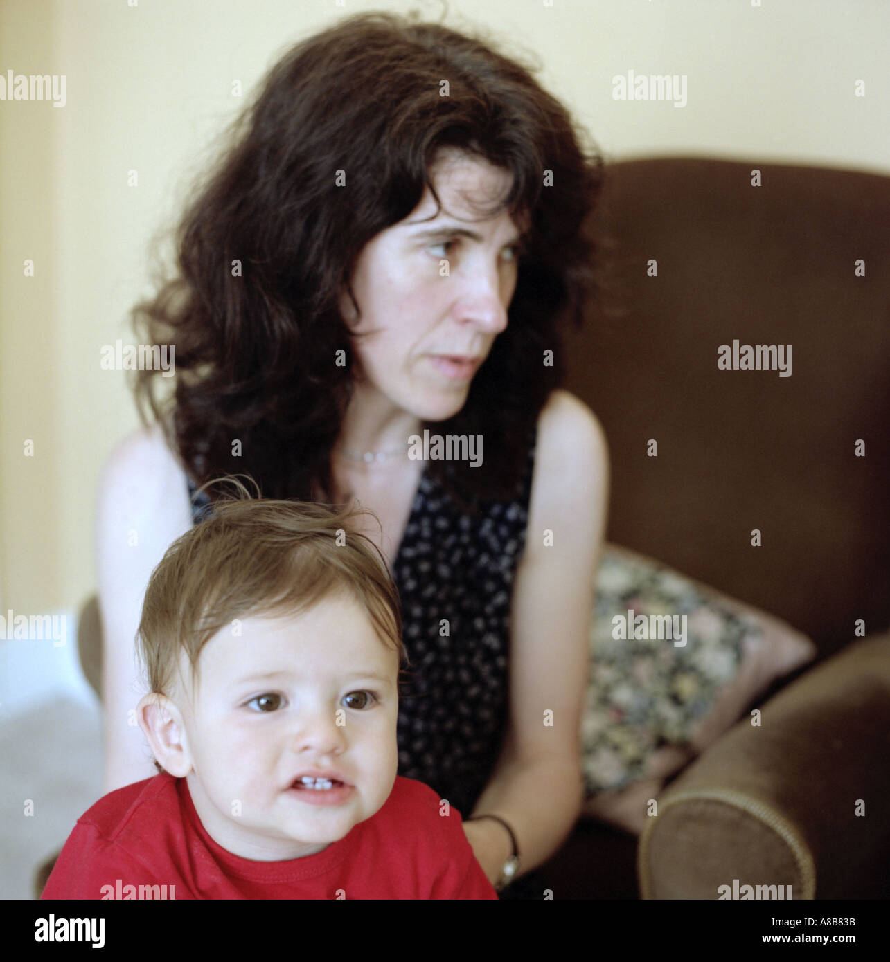 Single mother and son Stock Photo - Alamy