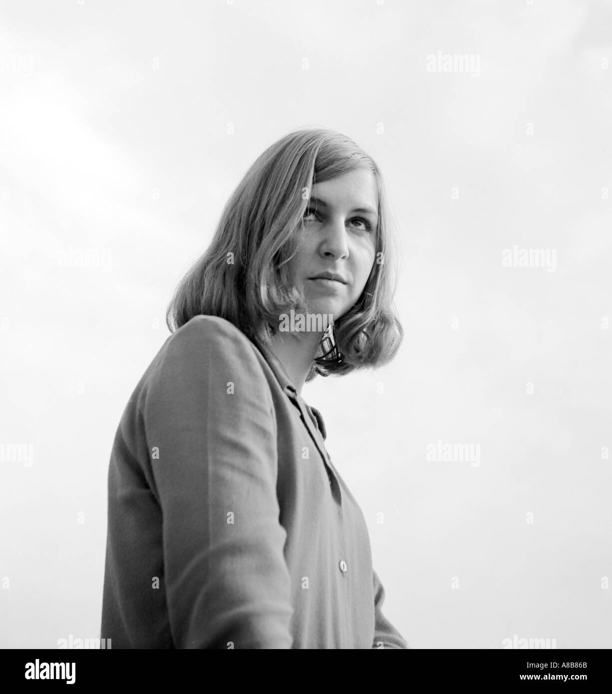 Black and white portrait of a young woman from 1968 Stock Photo - Alamy