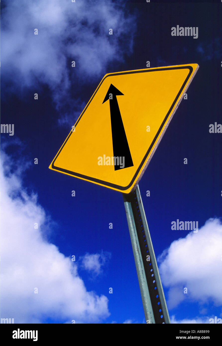 Road sign with Arrow Stock Photo - Alamy