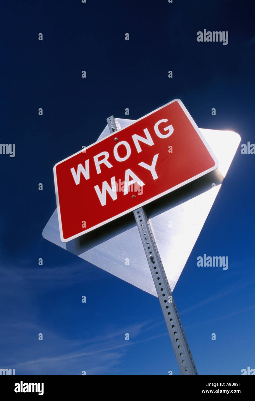 Wrongway Road Sign Stock Photo - Alamy