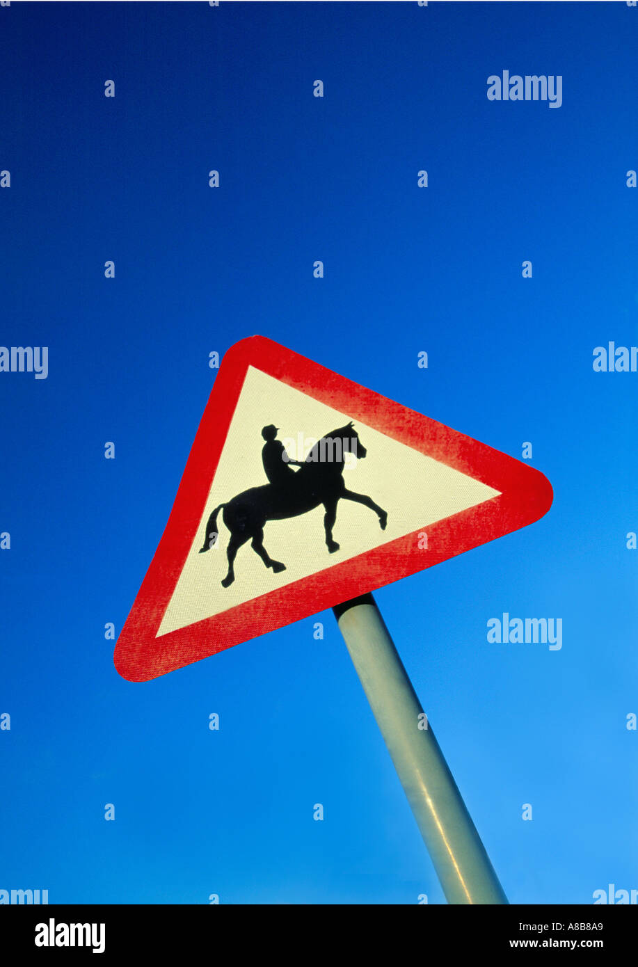 Horse crossing sign Stock Photo - Alamy