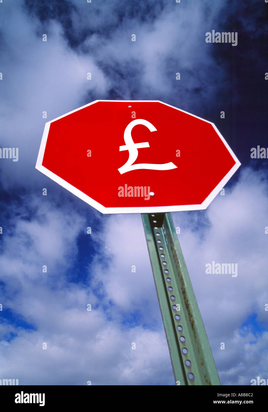 Road sign and Pound Sterling sign Stock Photo - Alamy