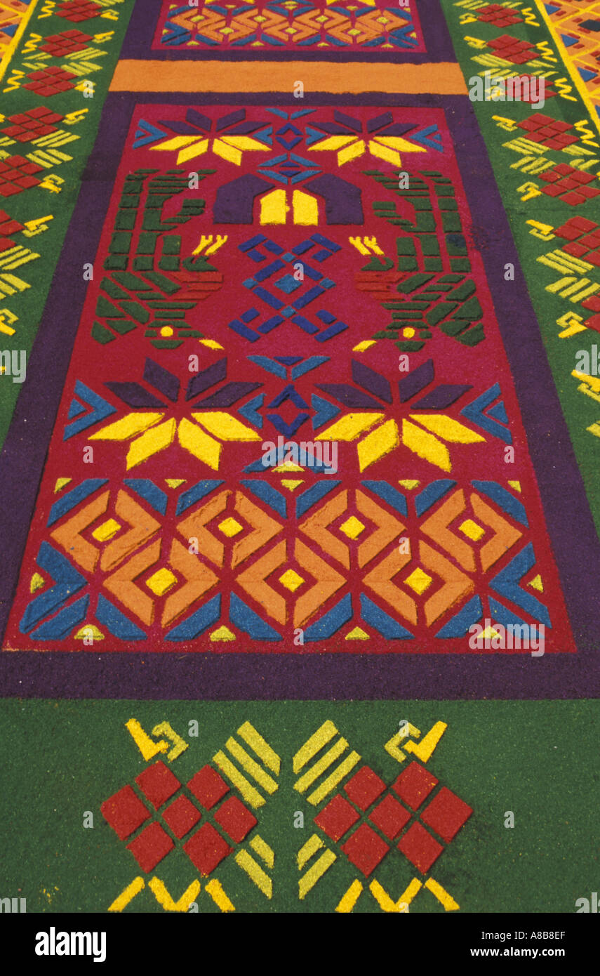 Guatemala Sacatepequez province Antigua Holy Week Coloured sand carpet ...