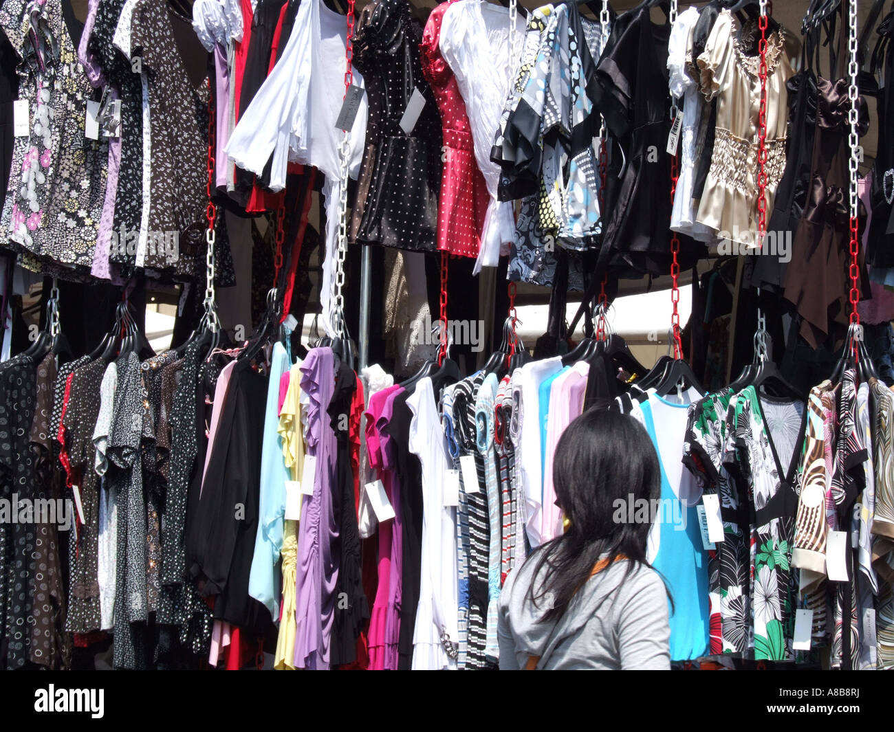 market clothes stall Stock Photo - Alamy