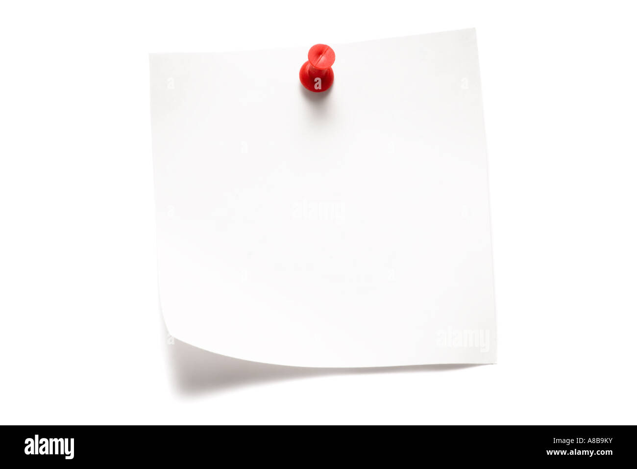 Post it pinned on a white background Stock Photo - Alamy