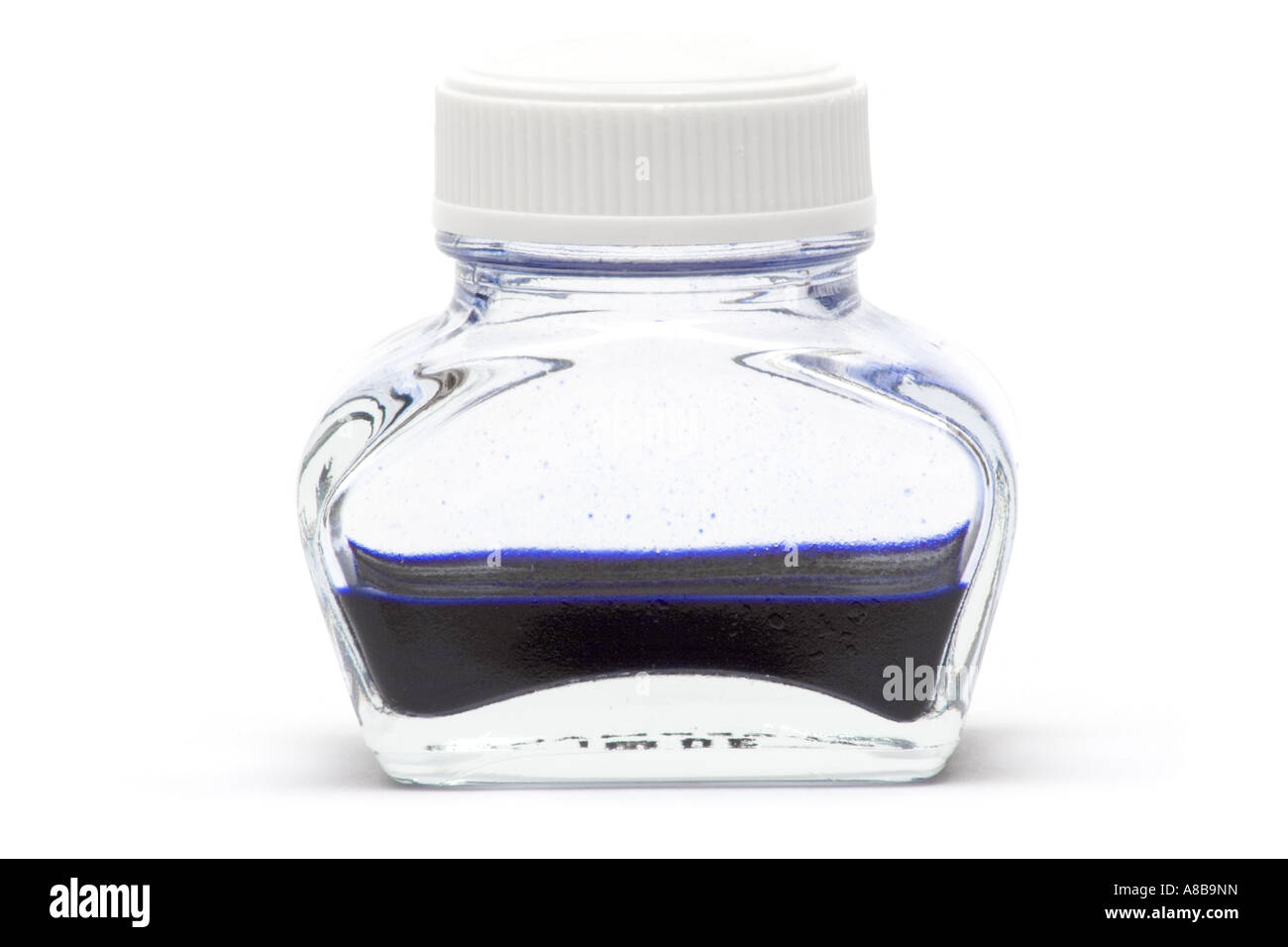 Blue ink bottle isolated on a white background Stock Photo - Alamy