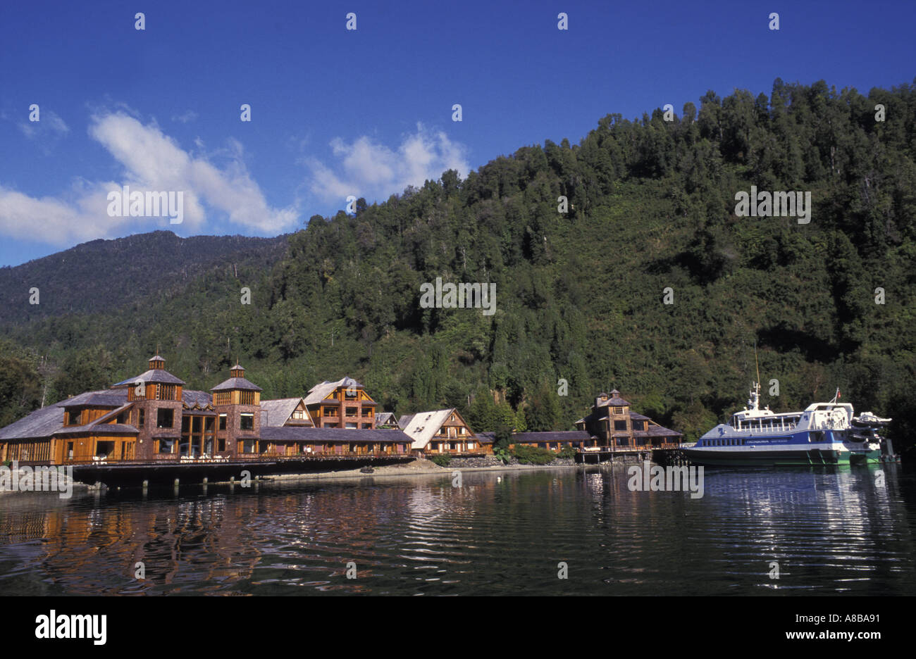 Chile Patagonia Canal Puyuhuapi Hotel Termas de Puyuhuapi Stock Photo ...