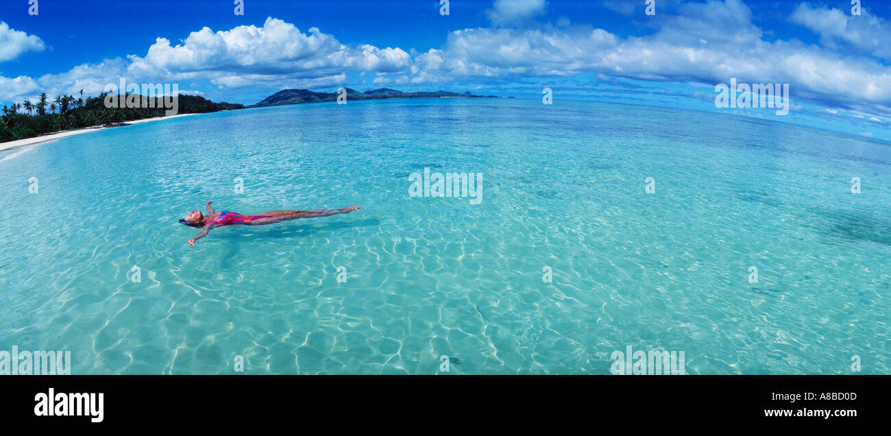 Floating Swimmer in Fiji Stock Photo - Alamy