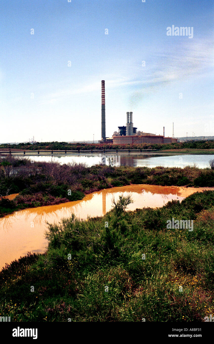 Waiste of pyrite on the ex salt mine Priolo Gargallo Sicily Stock Photo ...