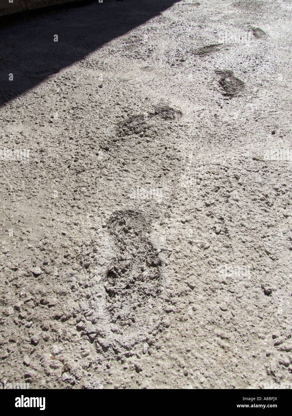 footprints in fresh concrete Stock Photo - Alamy