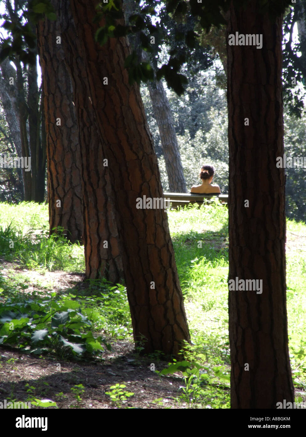 woman sitting in park Stock Photo - Alamy