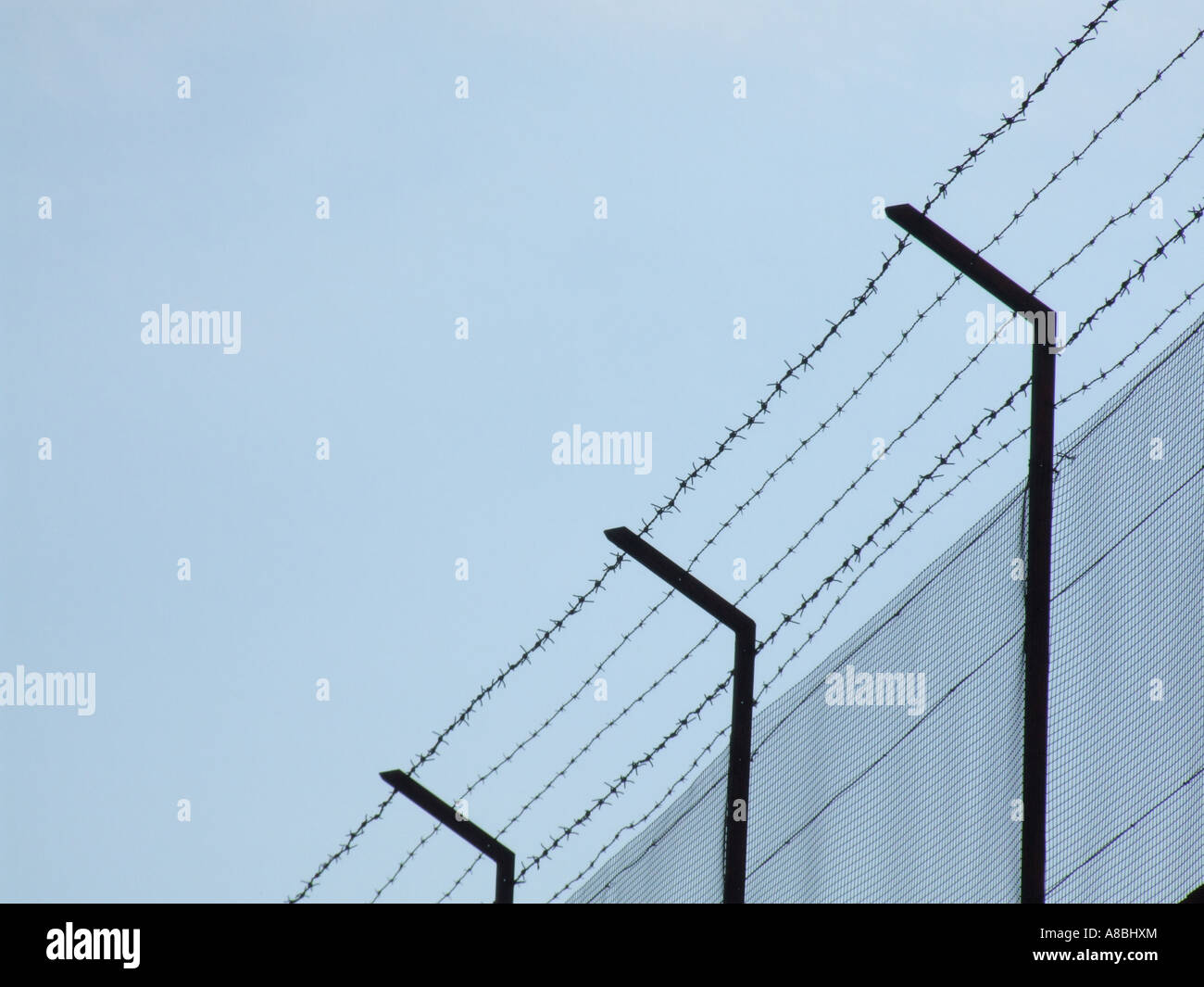 Maximum security fence barbed wire compound detention centre prison ...