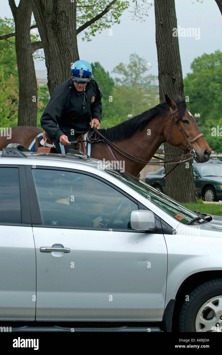 US Park Police Officer issue ticket for traffic violation Stock Photo ...