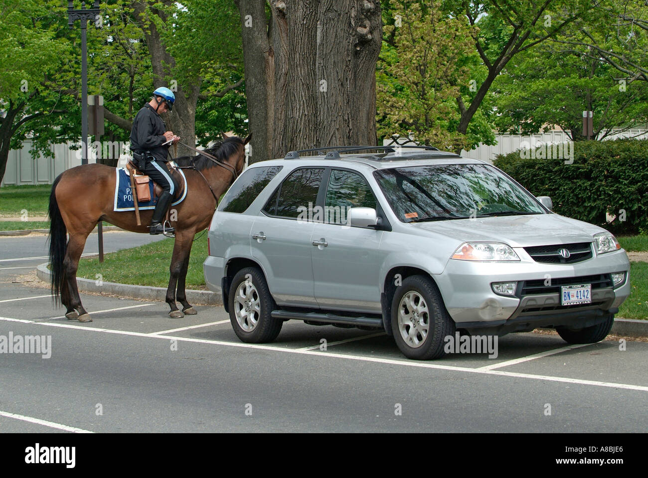 US Park Police Officer issue ticket for traffic violation Stock Photo ...