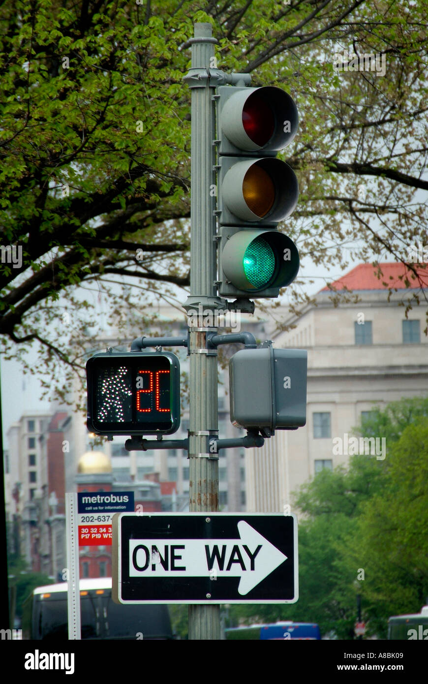 Traffic light with a count down for pedestrians crossing the street ...