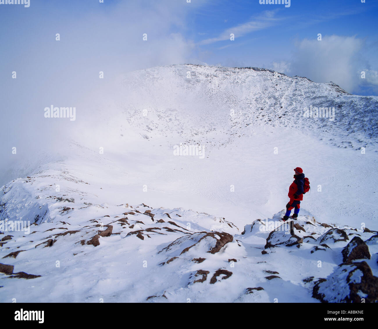 Jeju Island snow scene and climber Fall Stock Photo - Alamy