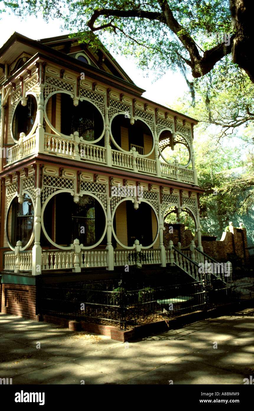 Georgia Savannah Traditional historic gingerbread architecture Stock ...