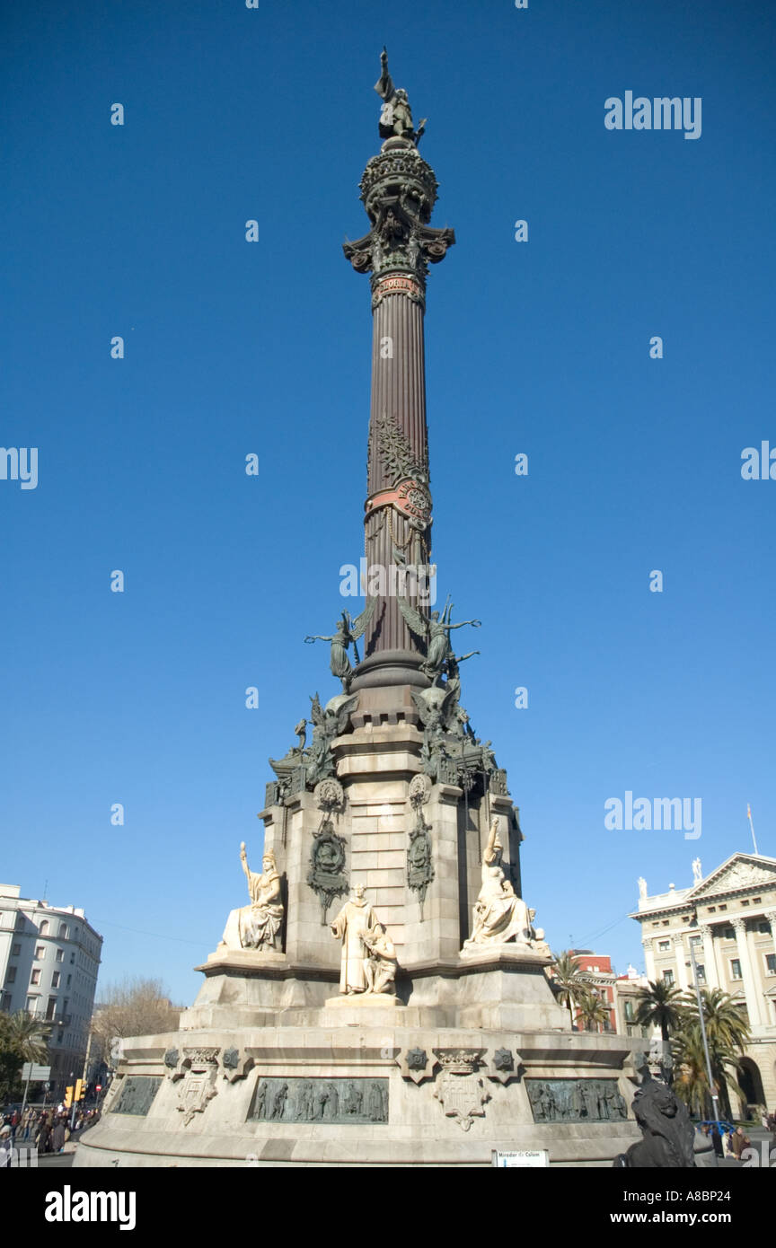 Christopher Columbus Colom monument in Barcelona Spain Stock Photo - Alamy