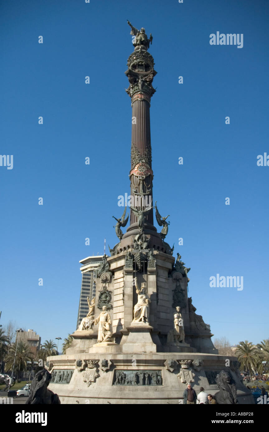 Christopher Columbus Colom monument in Barcelona Spain Stock Photo - Alamy