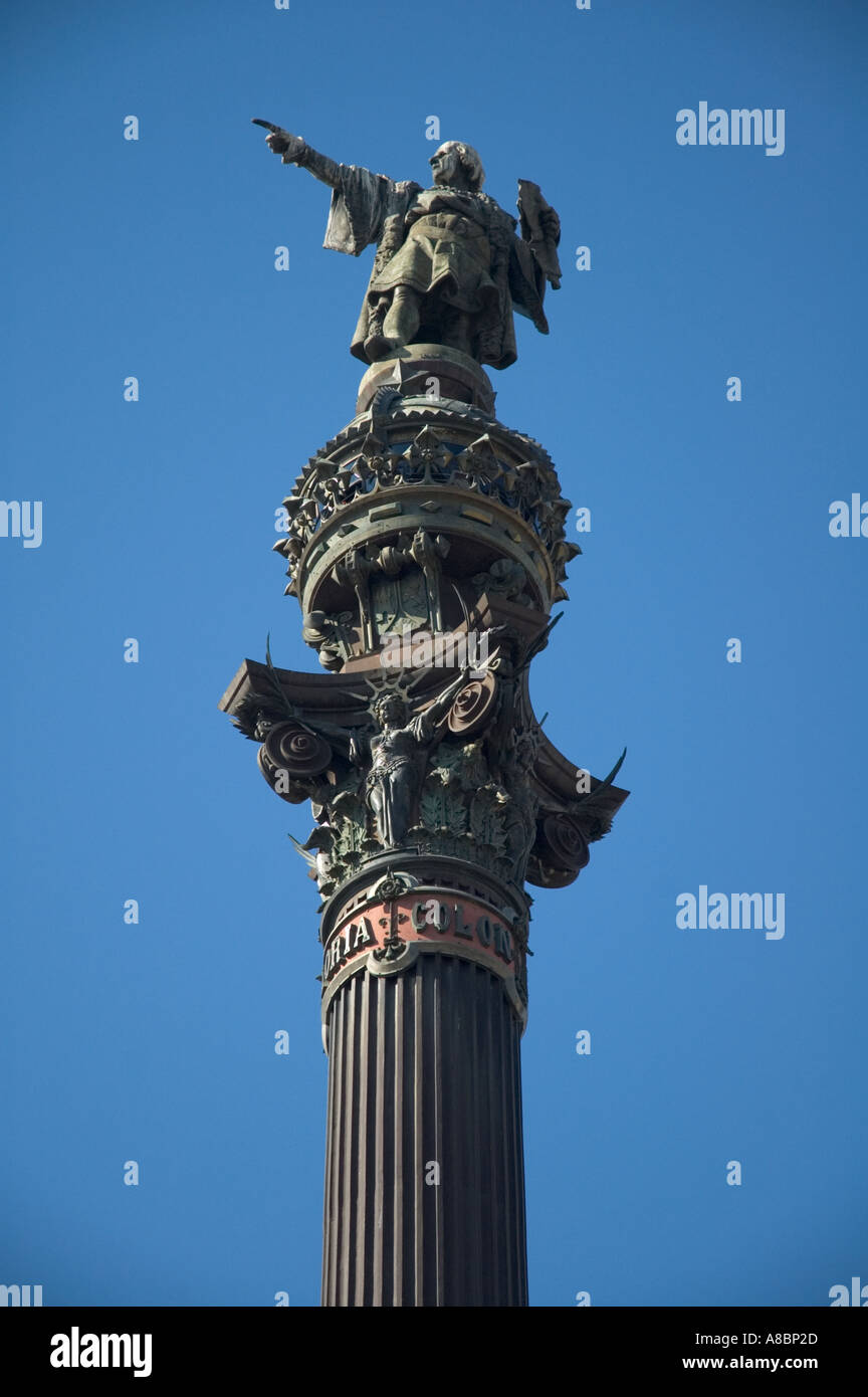 Christopher Columbus Colom monument in Barcelona Spain Stock Photo - Alamy