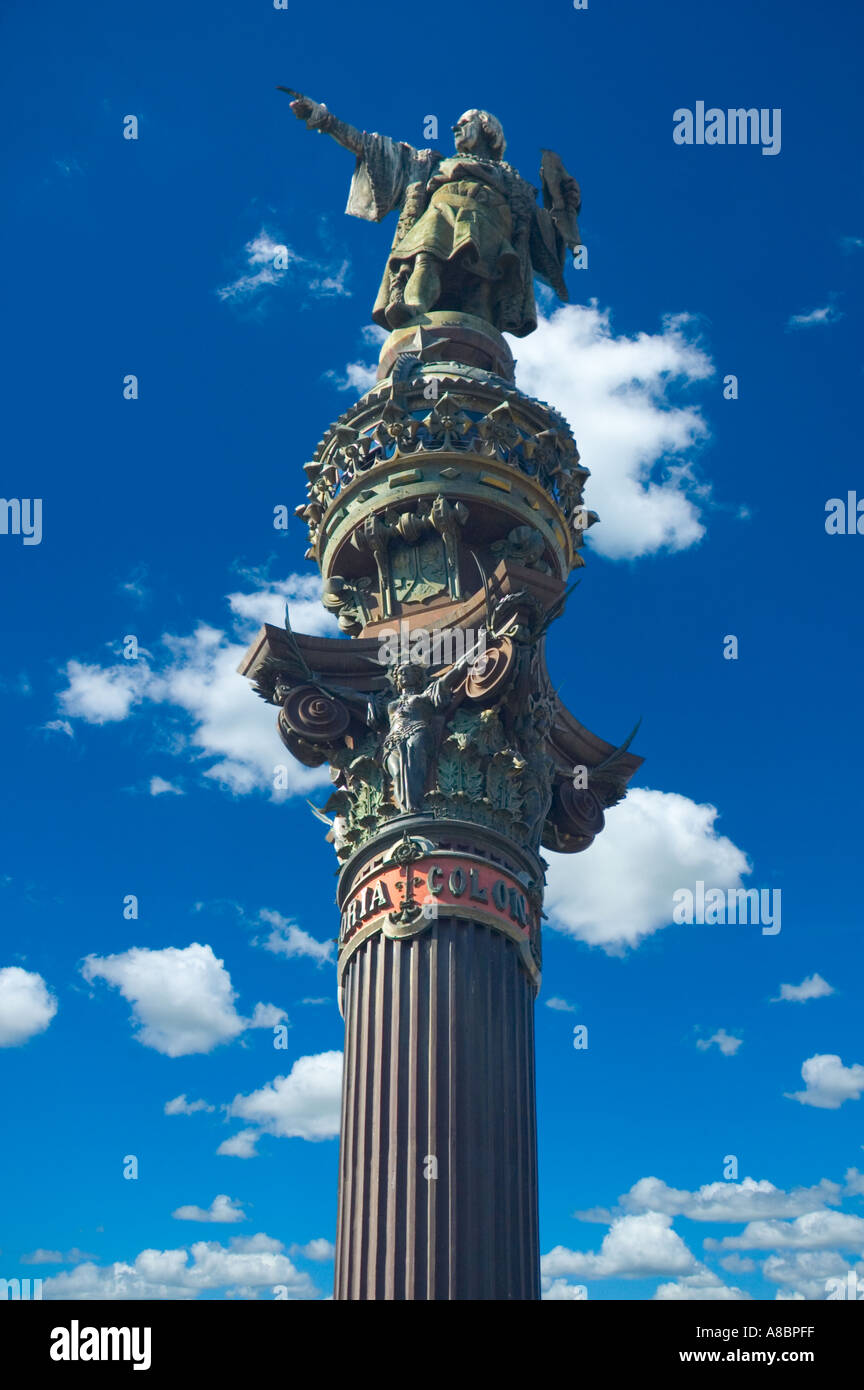 Christopher Columbus Colom monument in Barcelona Spain Stock Photo - Alamy