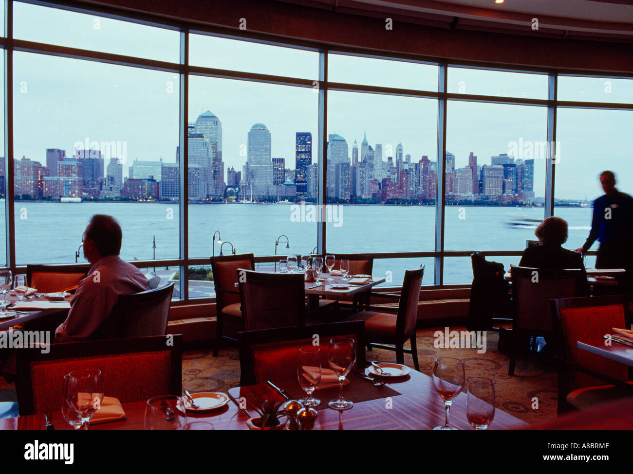USA New York Manhattan view from the window of restaurant Stock Photo ...