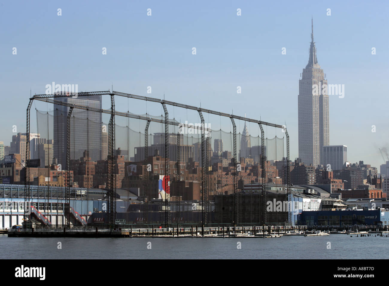 golf driving range on the hudson river nyc Stock Photo - Alamy
