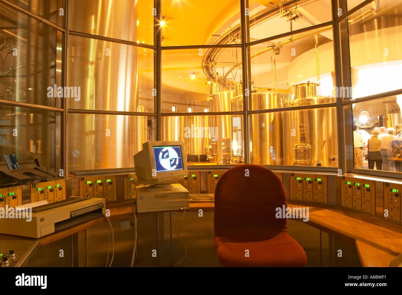 The winery, the control room with a computer and other technical ...