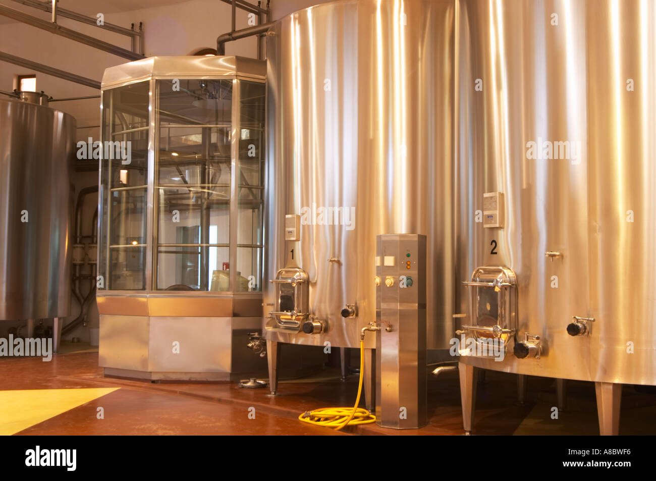 The winery, the control room with a computer and other technical ...