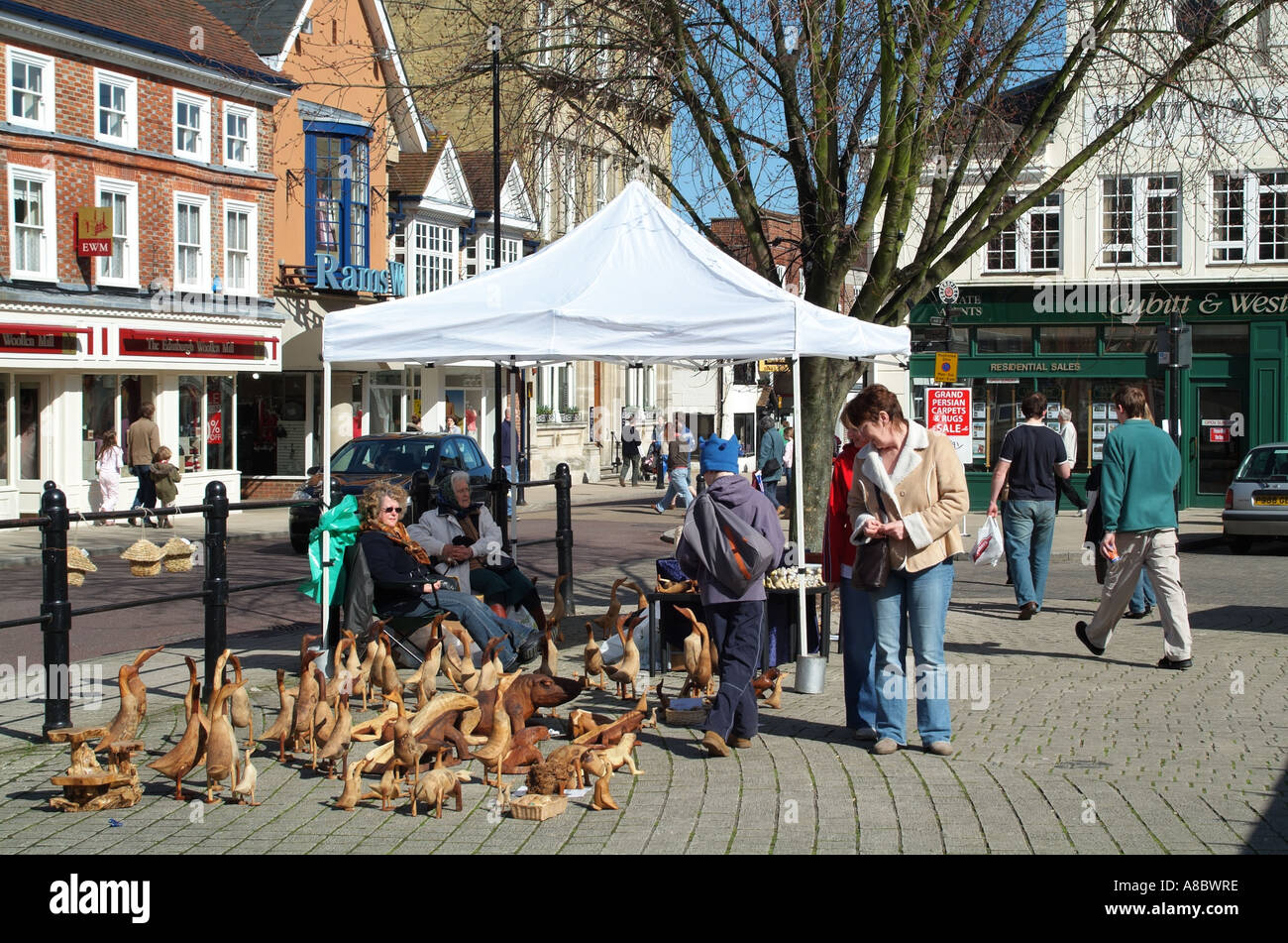 Petersfield town centre market stall Hampshire southern England United ...