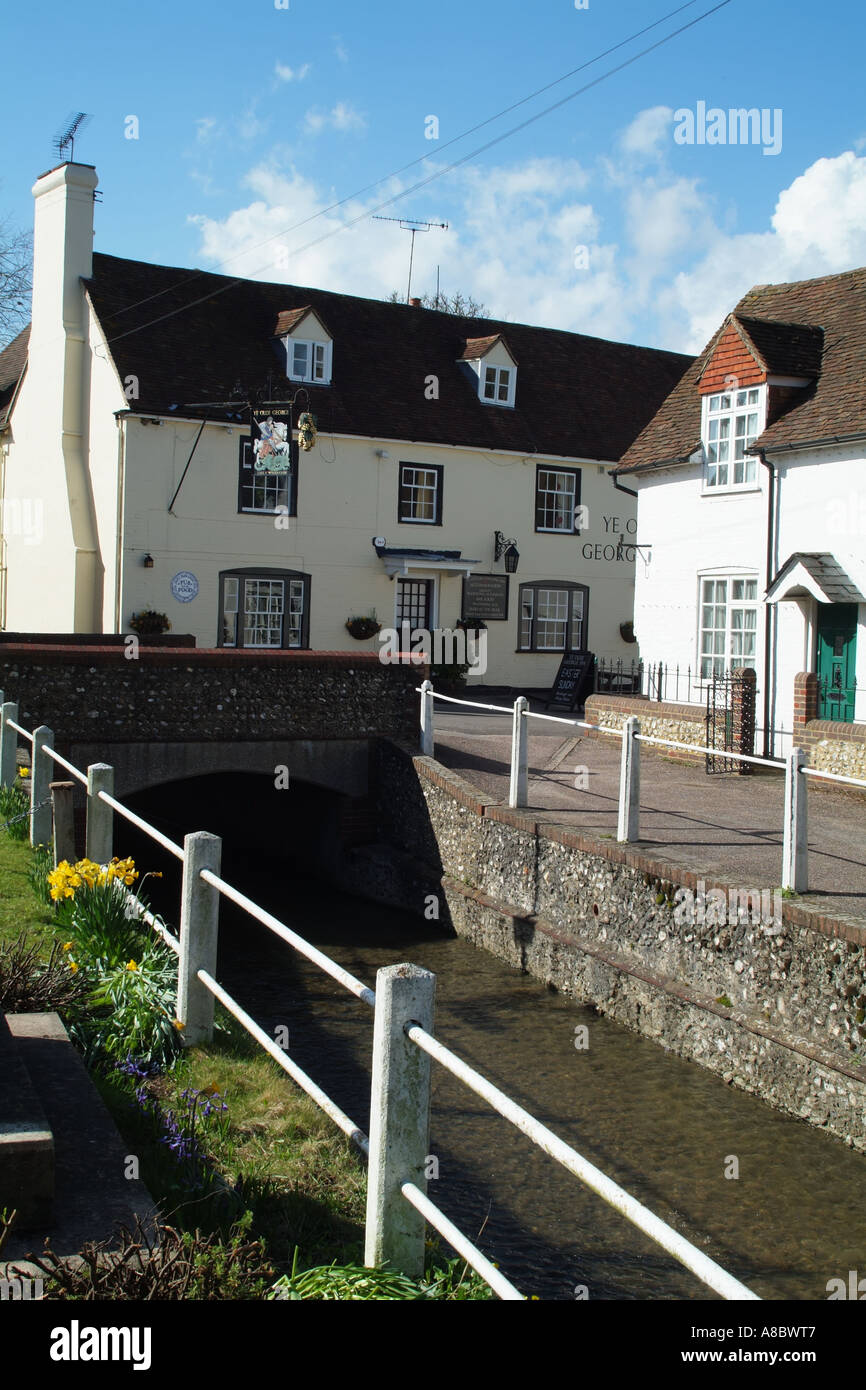 East Meon village in Hampshire southern England United Kingdom UK River ...