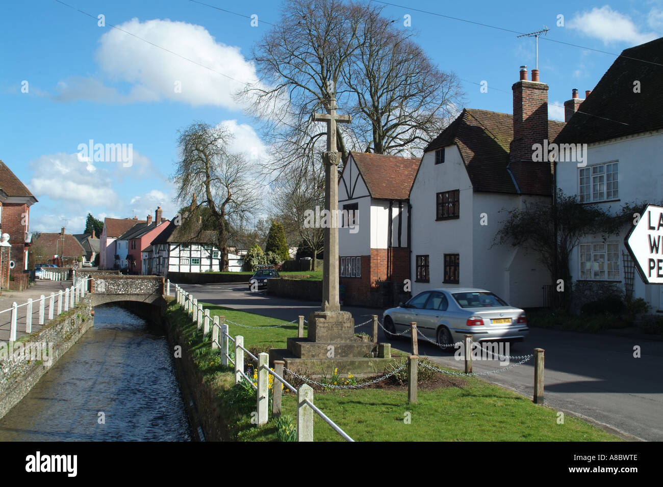 East Meon village in Hampshire southern England United Kingdom UK River ...