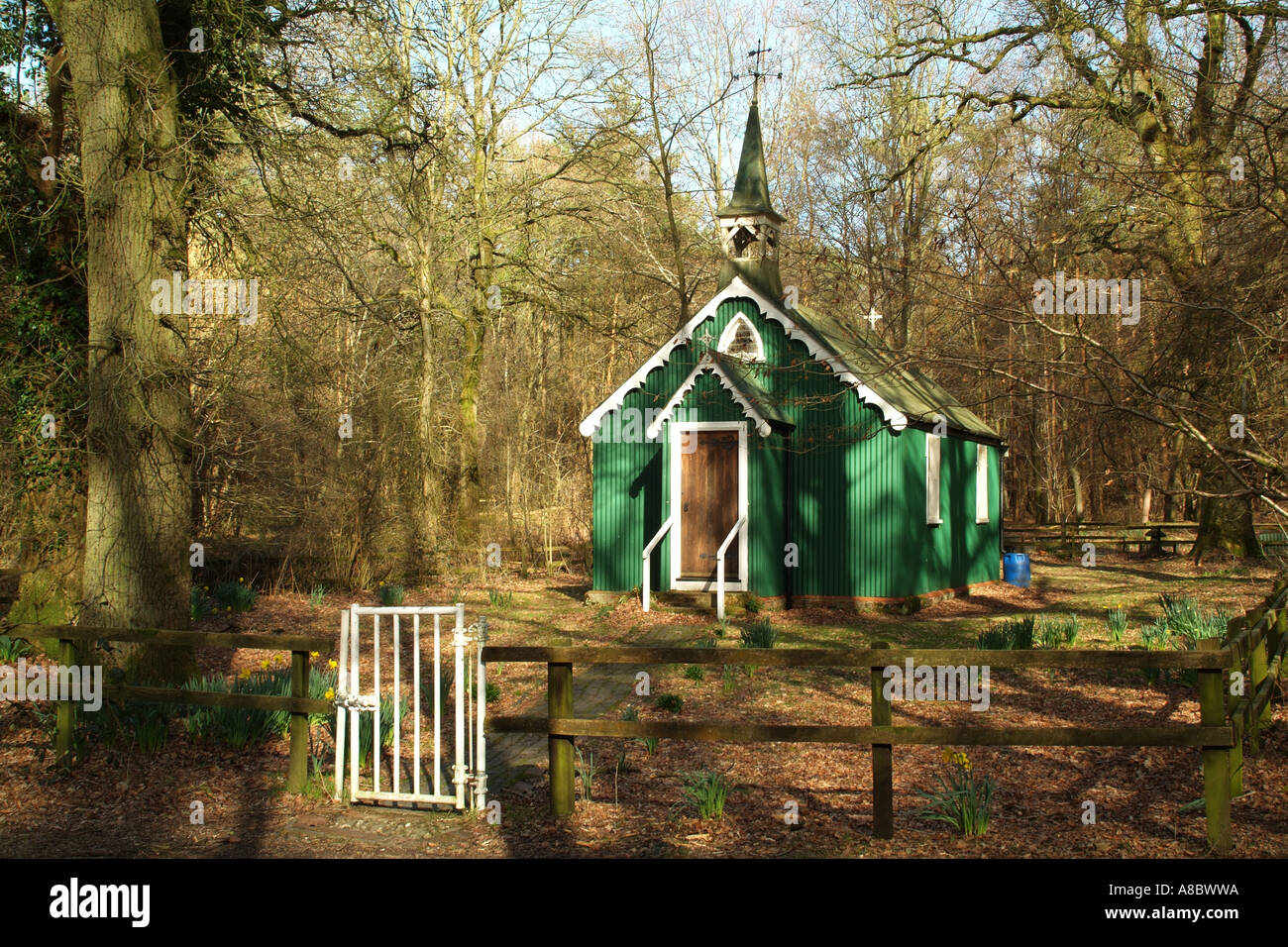Gypsy church in woodland at Bramdean Hampshire southern England United ...