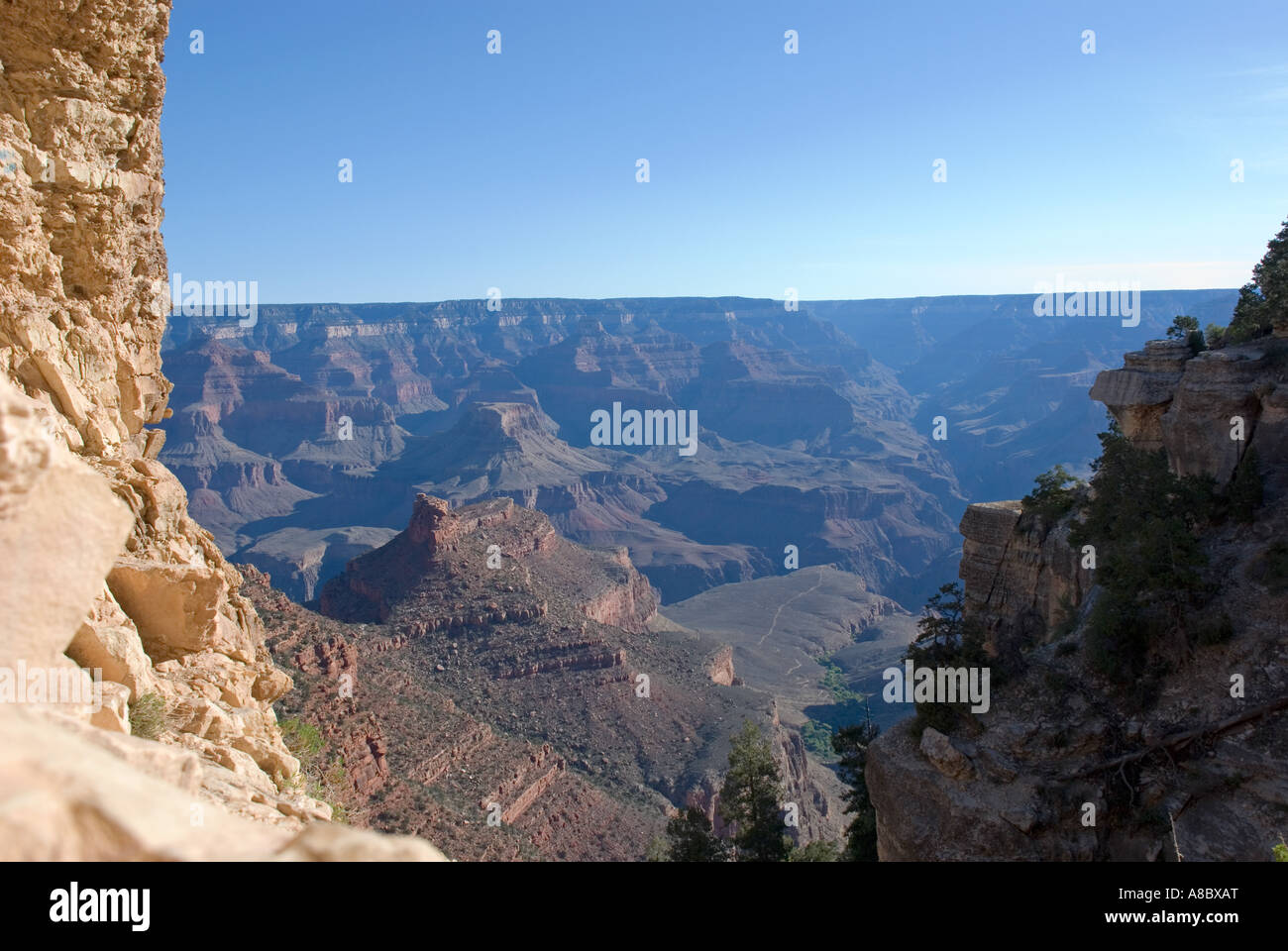 view of the grand canyon from the bright angel trail Stock Photo - Alamy