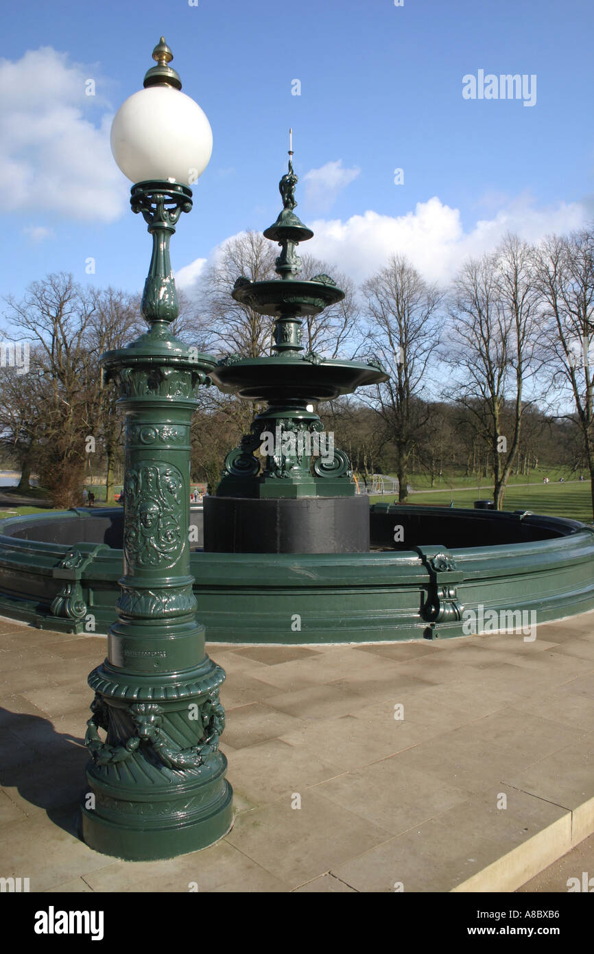 The Jubilee Fountain and gas lamps, Lurgan Park, Northern Ireland Stock ...