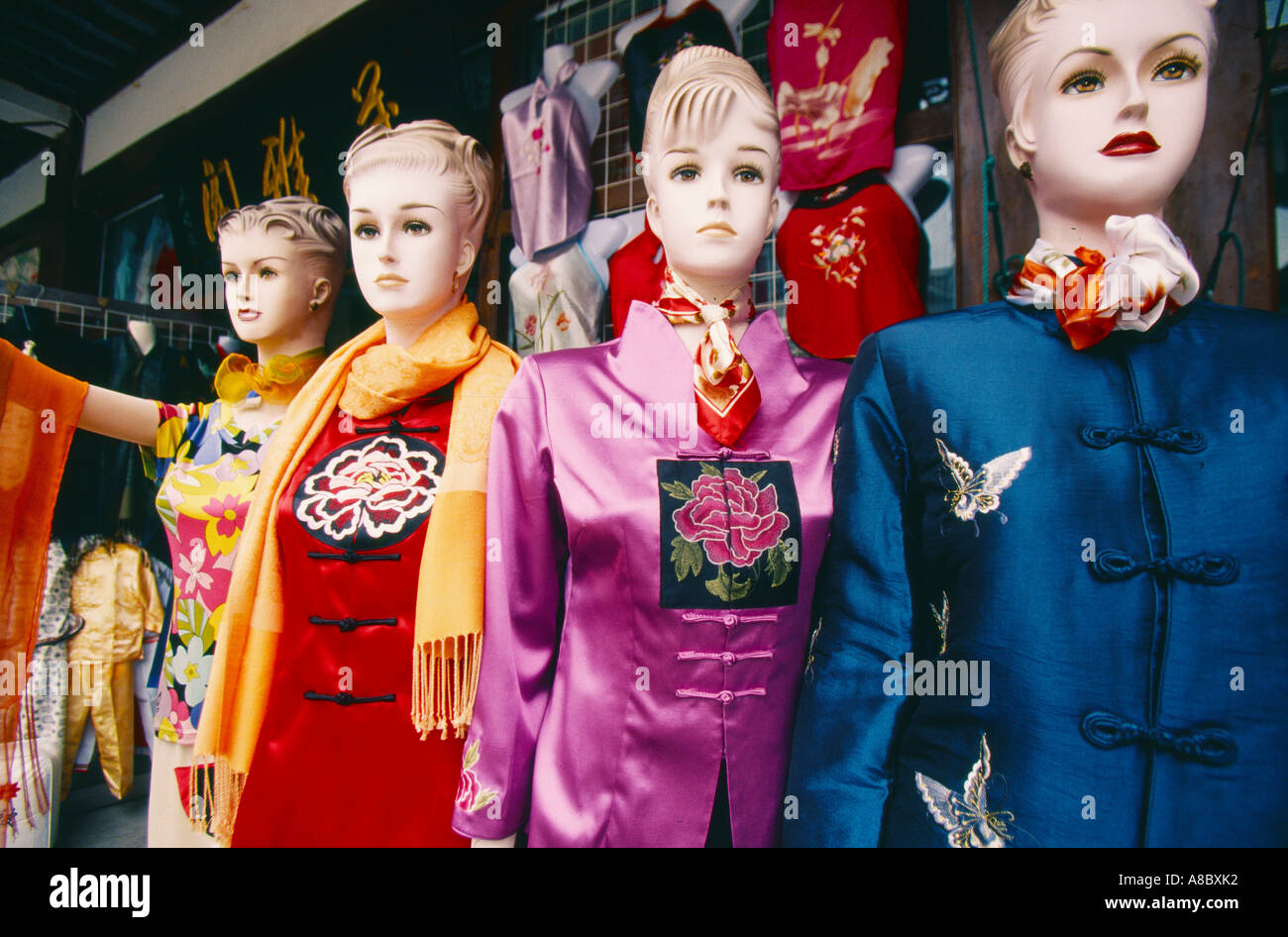 China Shanghai mannequin wearing silk clothes Stock Photo - Alamy