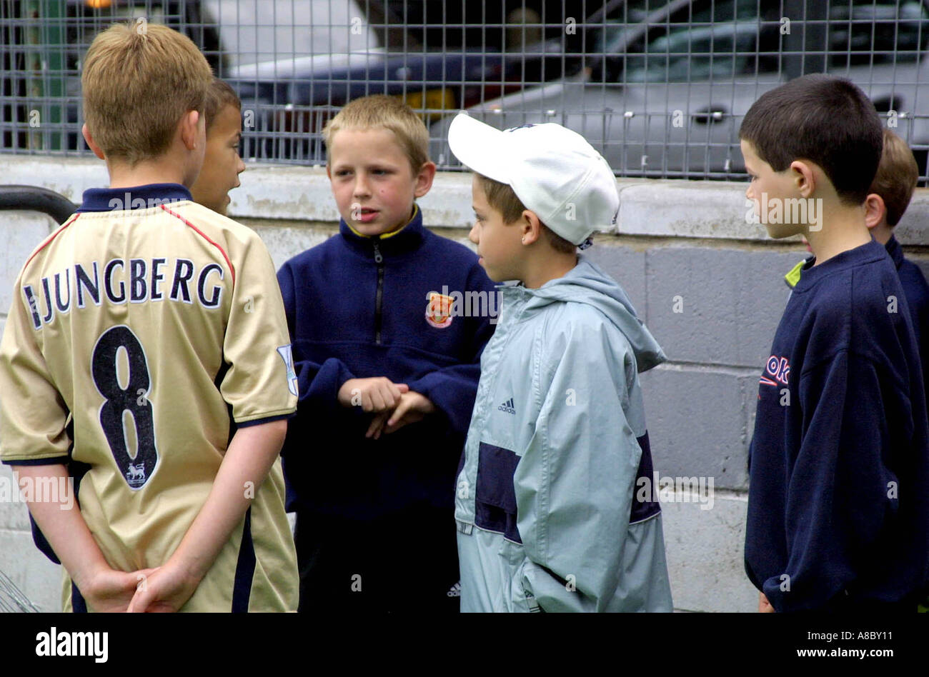 primary school boys in the school playground Stock Photo - Alamy