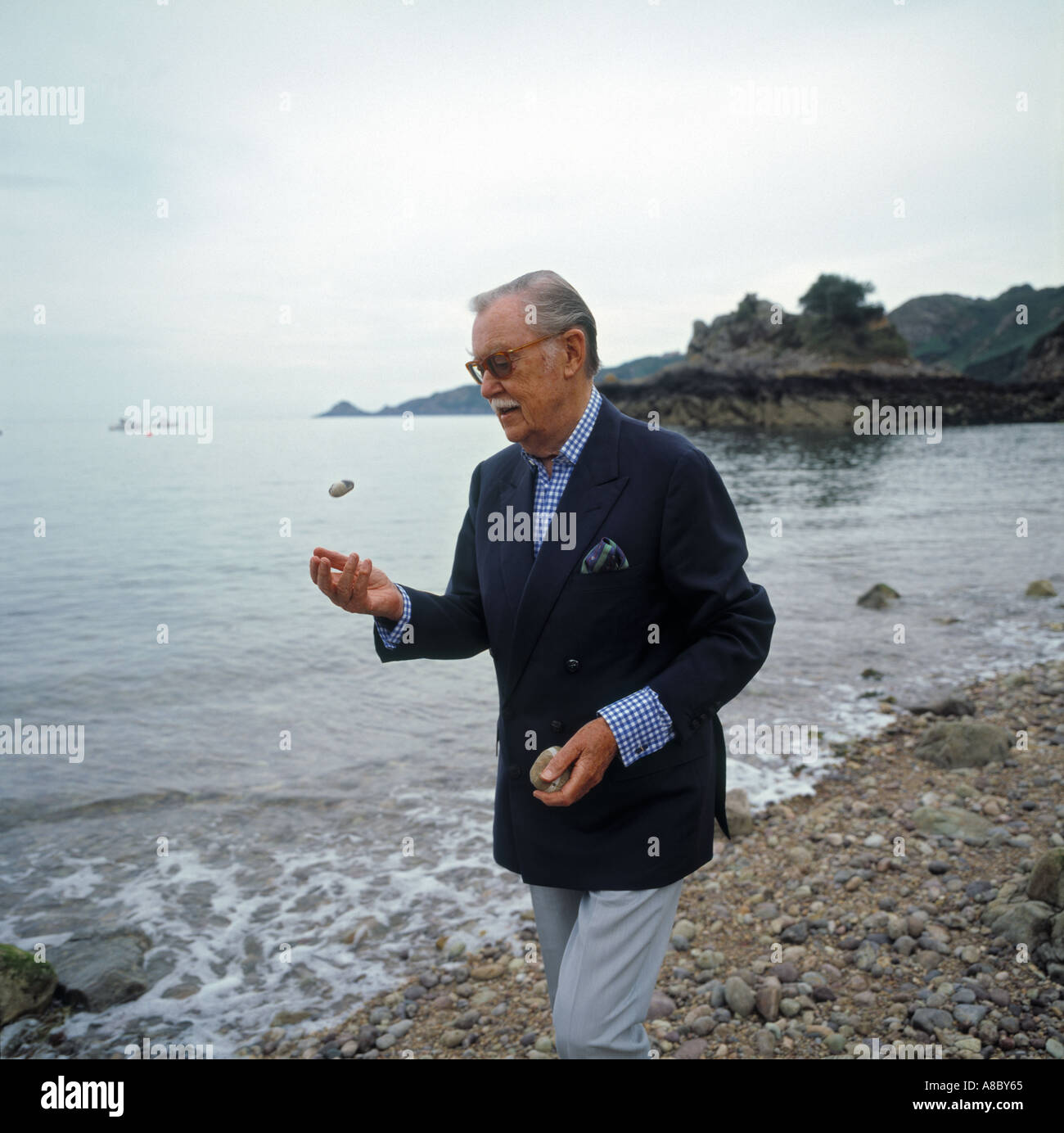 Broadcaster and film maker Alan Wicker at his home in Jersey UK Stock ...