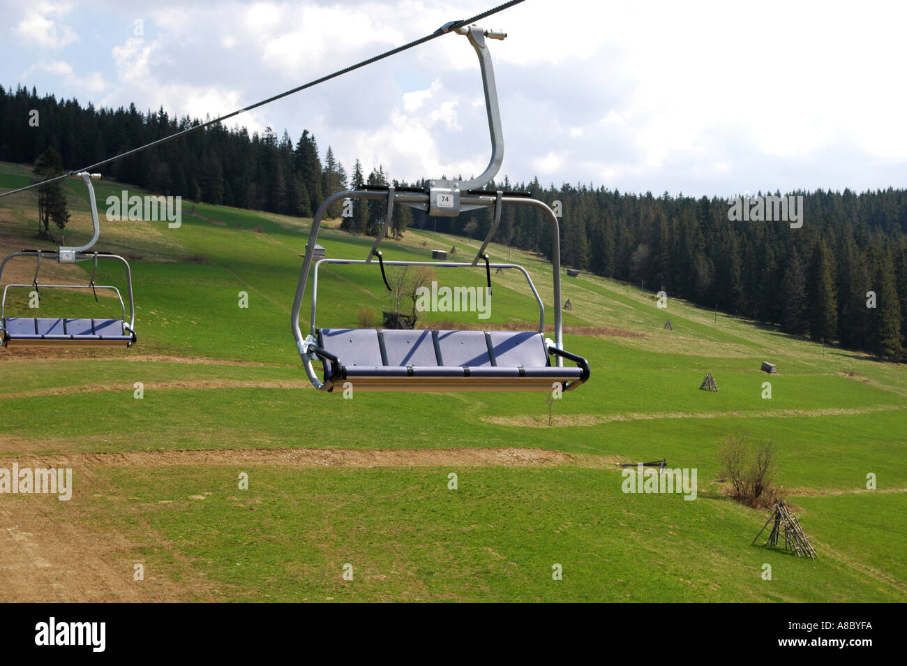 Chairlift in Male Ciche village Poland Stock Photo - Alamy