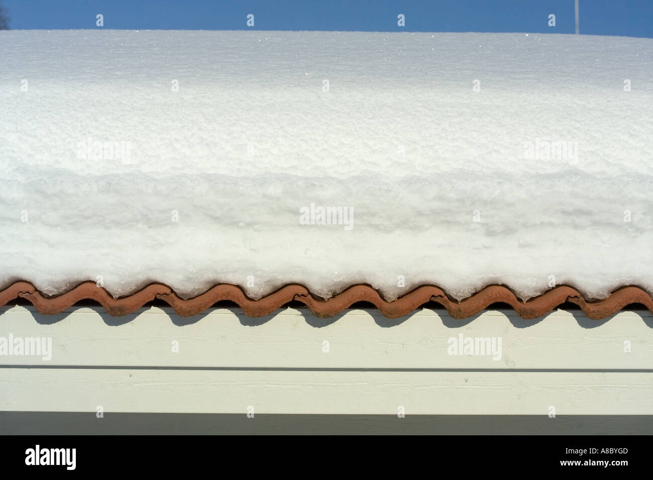 thick layer of snow on roof Stock Photo - Alamy