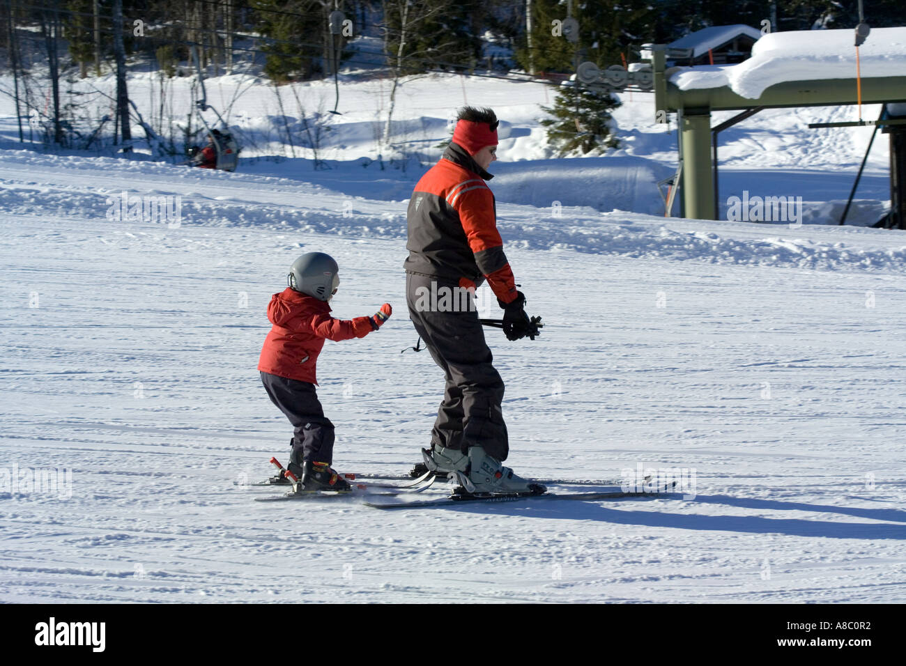 learning to ski Stock Photo - Alamy