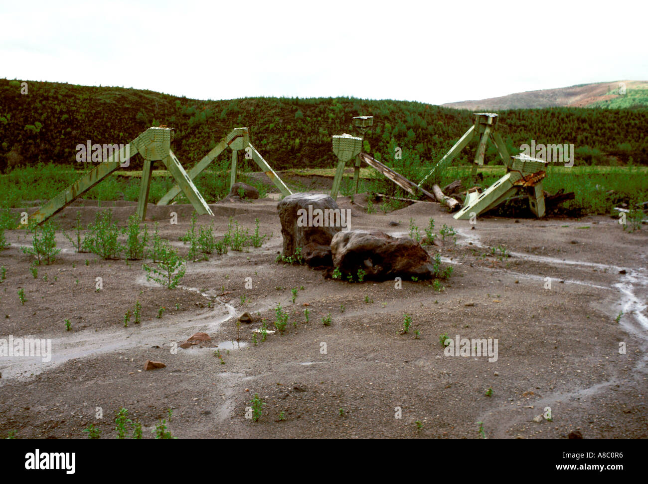 Washington Volcano devastation from Mt St Helens Toutle buried bridge ...
