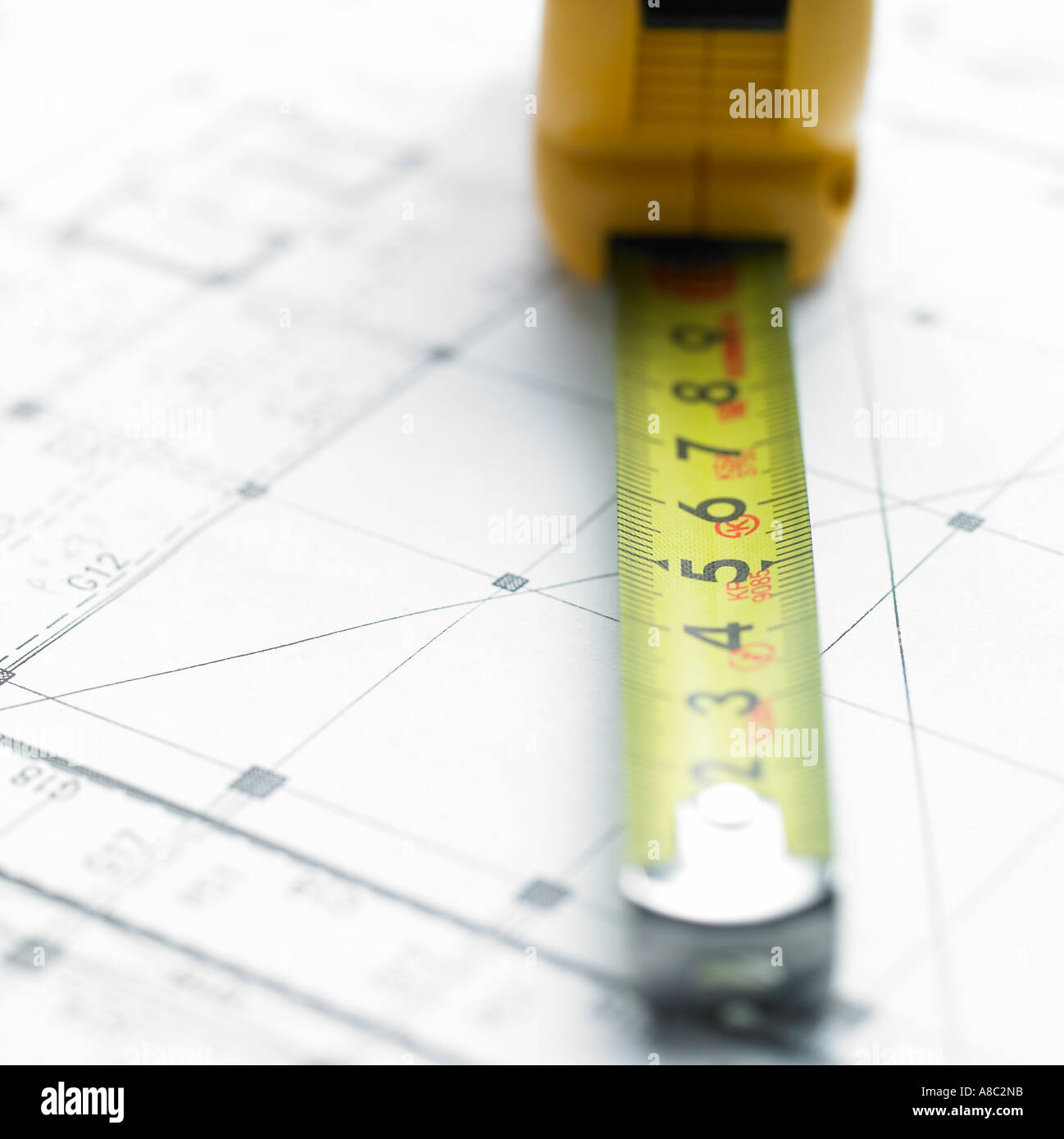 construction a plan and a ruler Stock Photo - Alamy