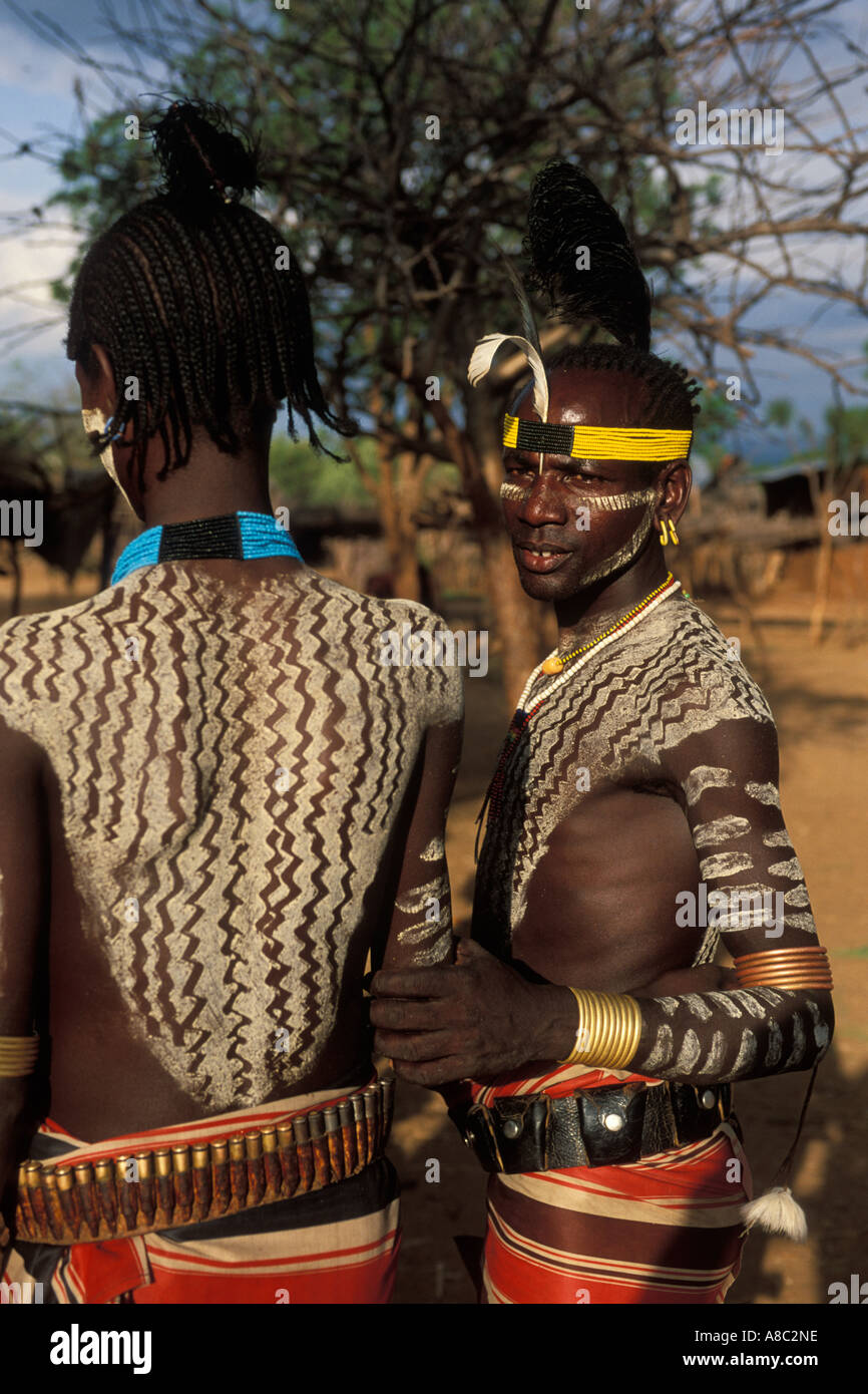 Hamer men with elaborate body painting , Turmi , South Omo valley ...