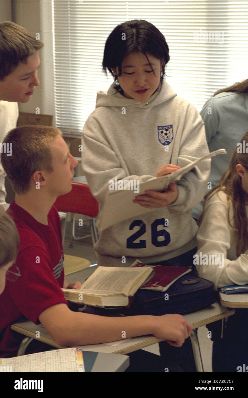 Students age 15 working on classroom project. Golden Valley Minnesota ...
