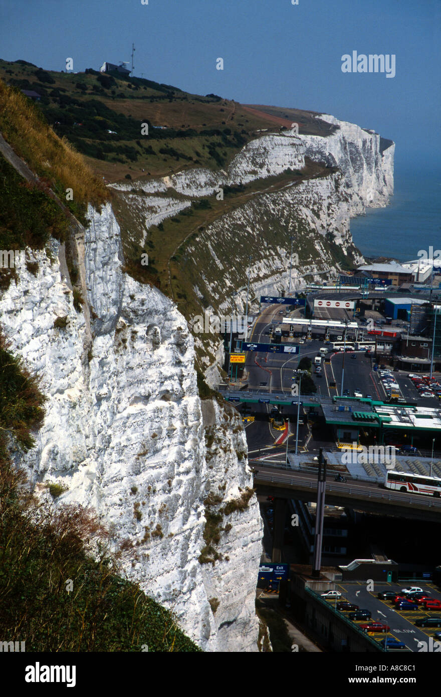 White Cliffs of Dover and part of port area of city taken from Dover ...